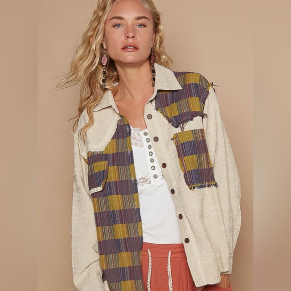 POL | Tops | 3 Pol Nwt Womens Patchwork Button Down Boho Biege Boutique Designer | Poshmark